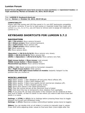 LUMION 5 keyboard shortcuts