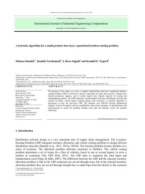 A heuristic algorithm for a multi-product four-layer capacitated location-routing problem