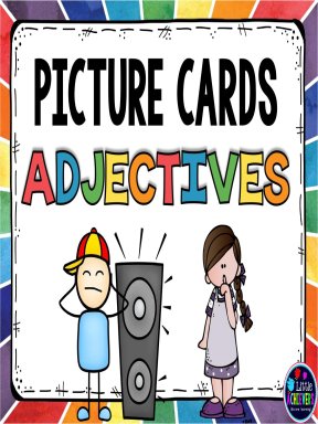 3 adjective picture cards adjective activities