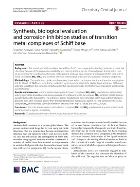 Synthesis, biological evaluation and corrosion inhibition studies of transition metal complexes of