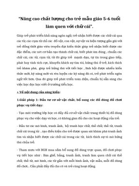 SKKN nâng cao chất lượng cho trẻ mẫu giáo 5 6 tuổi làm quen với chữ cái