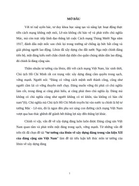 Tiểu luận cao học, QUAN điểm của c mác ANGHEN về ĐCS tư tưởng của lênin về