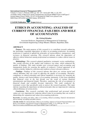 Ethics in accounting: analysis of current financial failures and role ...