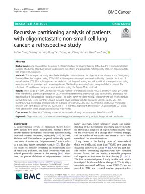 Recursive partitioning analysis of patients with oligometastatic non-small cell lung cancer: A ...