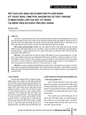Kết quả xác định helicobacter pylori bằng kỹ thuật real-time PCR, nhuộm ...