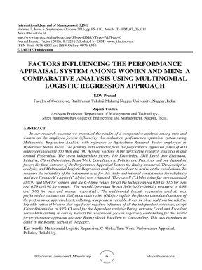 Factors influencing the performance appraisal system among women and men: a comparative analysis ...