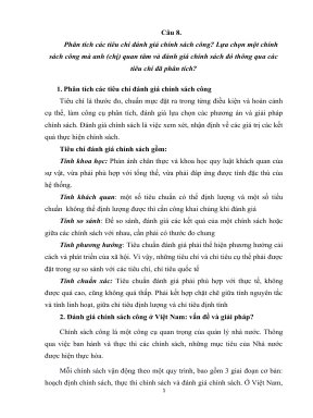 Tieu luan chinh sach cong phân tích các tiêu chí đánh giá chính sách công