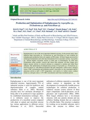 Production and optimization of endoglucanase by Aspergillus sp., Trichoderma sp. and Penicillium sp.
