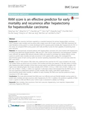 RAM score is an effective predictor for early mortality and recurrence after hepatectomy for ...