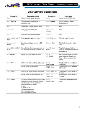 UNIX command cheat sheets
