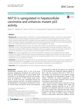 NAT10 is upregulated in hepatocellular carcinoma and enhances mutant ...