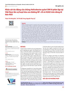 Khảo sát tác động của chủng Helicobacter pylori DN18 phân lập tại Việt ...