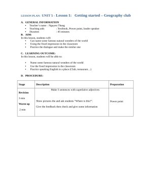 Lesson plan unit 5 getting started