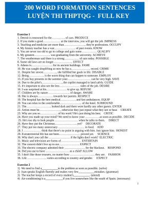 200 CÂU WORD FORM THI THPTQG FULL KEY