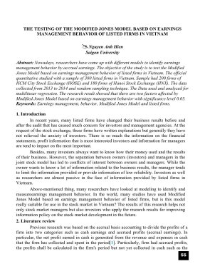 The testing of the modified jones model based on earnings management ...