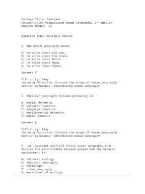 Test bank for visualizing human geography 3rd edition by greiner