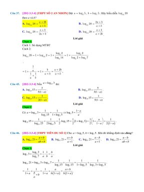 D03 biểu diễn lôgarit này theo lôgarit khác muc do 4