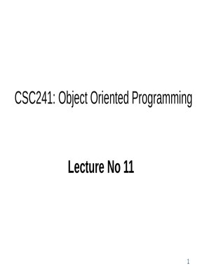 Lecture Object oriented programming - Lecture No 11