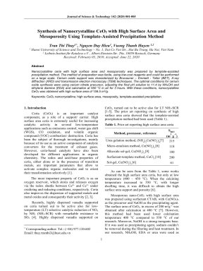 Synthesis of nanocrystalline CeO2 with high surface area and mesoporosity using template ...