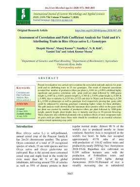 Assessment of correlation and path coefficient analysis for yield and it’s attributing traits in ...