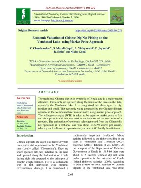 Economic valuation of Chinese dip net fishing on the Vembanad lake ...
