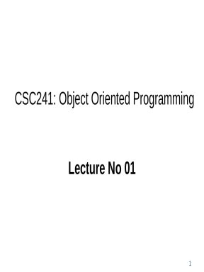 Lecture Object oriented programming - Lecture no 01