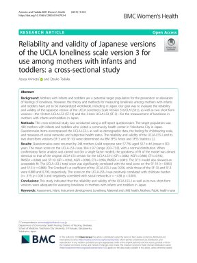 Reliability and validity of Japanese versions of the UCLA loneliness ...