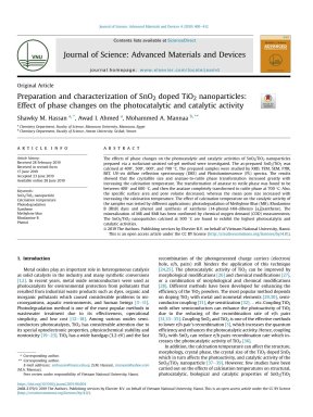 Preparation and characterization of SnO2 doped TiO2 nanoparticles ...