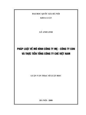 Pháp luật về mô hình công ty mẹ - công ty con và thực tiễn Tổng công ty ...