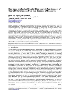 How does intellectual capital disclosure affect the cost of capital ...