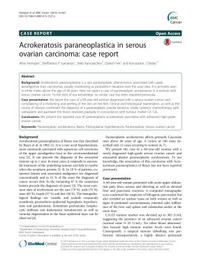 Acrokeratosis paraneoplastica in serous ovarian carcinoma: Case report
