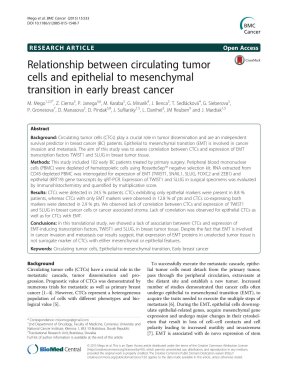 Relationship between circulating tumor cells and epithelial to mesenchymal transition in early ...