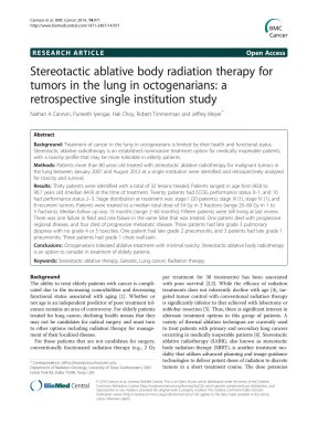 Stereotactic ablative body radiation therapy for tumors in the lung in octogenarians: A