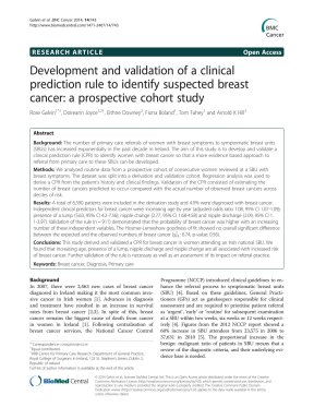 Development and validation of a clinical prediction rule to identify suspected breast cancer: A ...