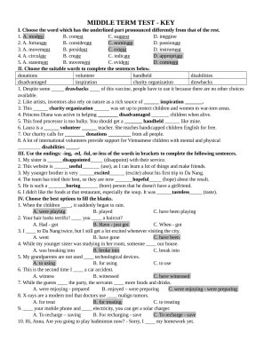 MIDDLE TERM TEST - KEY