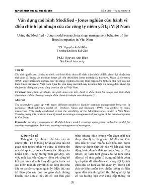 Vận dụng mô hình Modified - Jones nghiên cứu hành vi điều chỉnh lợi ...