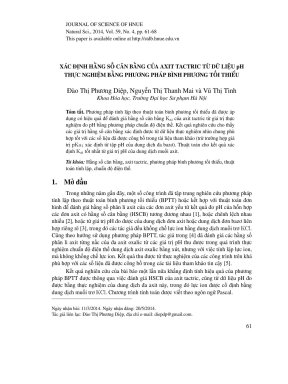 Xác định hằng số cân bằng của axit tactric từ dữ liệu pH thực nghiệm ...
