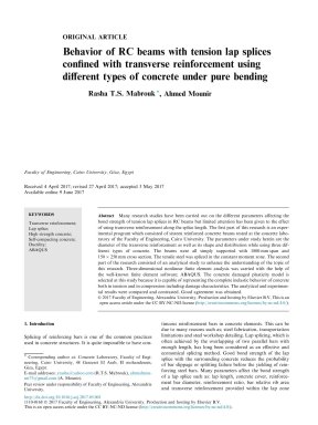 Behavior of RC beams with tension lap splices confined with transverse ...