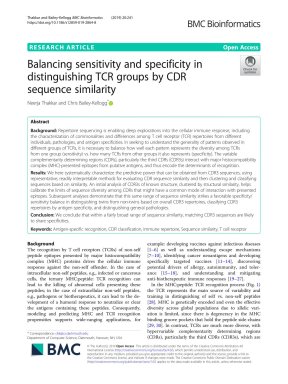 Balancing sensitivity and specificity in distinguishing TCR groups by CDR sequence similarity