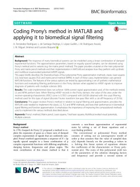 Coding Prony’s method in MATLAB and applying it to biomedical signal filtering