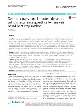 Detecting transitions in protein dynamics using a recurrence quantification analysis based ...