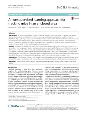 An unsupervised learning approach for tracking mice in an enclosed area