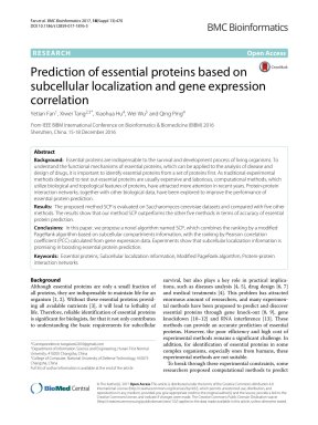 Prediction of essential proteins based on subcellular localization and ...