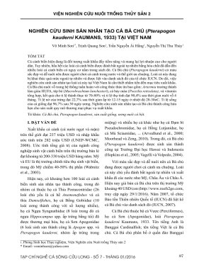 Nghiên cứu sinh sản nhân tạo cá bá chủ (Pterapogon kauderni Kaumans ...