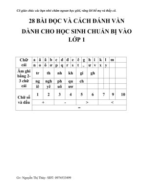 28 BAI DOC VA CACH DANH VAN DANH CHO HOC SINH CHUAN BI VAO LOP 1 - Tài ...