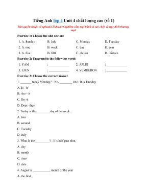 Tải Tiếng Anh lớp 4 Unit 4 chất lượng cao (số 1) - Bài tập Tiếng Anh lớp 4 Unit 4 có đáp án