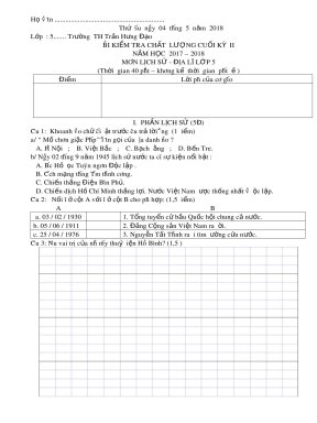 Tải Đề thi học kì 2 môn Lịch sử - Địa lý lớp 5 trường Tiểu học Trần Hưng Đạo, Đắk Lắk năm 2017 ...