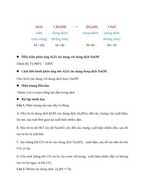 Tải Al2O3 + NaOH → NaAlO2 + H2O - Cân bằng phương trình Al2O3 + NaOH