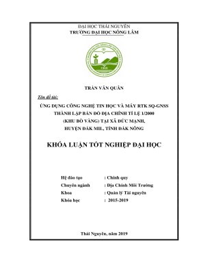 Ứng Dụng Công Nghệ Tin Học Và Máy RTK SQ-GNSS Thành Lập Bản Đồ Địa Chính Tỉ Lệ 1 Chia 2000