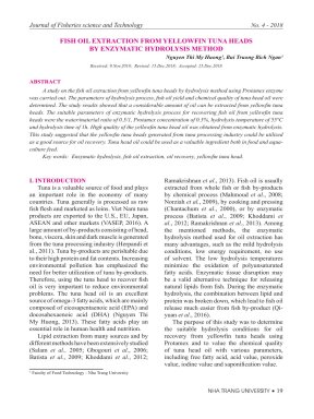 Fish oil extraction from yellowfi n tuna heads by enzymatic hydrolysis ...